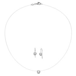 Firetti Damen Ohrring und Ketten Set "Schmuck Geschenk Silber 925 Ohrringe Halskette mit Anhänger Solitär", silber, Nylon, Silber 925