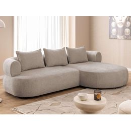 Ecksofa Home Affaire, B:257cm H:78cm T:159cmbeige, 100% Polyester, Wohnzimmer, Sofas, "LUSSAC L-Form Design-Sofa mit Zierkissen, Ma&szlig;e B/T/H: