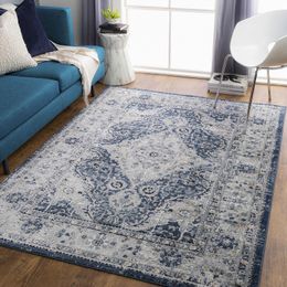 Teppich LIVABLISS, B:160cm H:10mm L:220cm, grau, Kunstfaser, Polyester, Wohnzimmer, Teppiche, "VIENNA", Boho Kurzflor Orientteppich, Wohnzimmer,