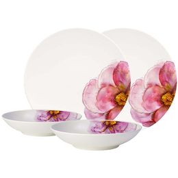Villeroy & Boch VILLEROY & BOCH Geschirr-Set "Rose Garden", 4 Stk., bunt, Geschirr-Sets, Made in Germany, Fine China Porzellan