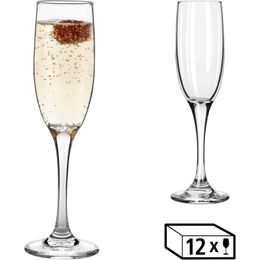 Libbey Sektglas "Libbey 12er Set -EMBASSY-", Ø 7cm x 22cm, 177ml, 12 Stk., transparent, Trinkgefäße, 177 ml, hochwertig verarbeitet, im modernen