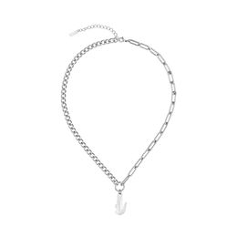 Lacoste Damen Kette mit Anh&auml;nger "CROCODILE", Edelstahl, L: 50,5 B: 4mm, silber, Edelstahl, B:4mm, Halsketten, mit Preciosa Crystal
