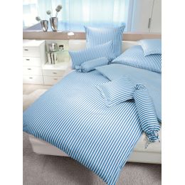 Kissenbezug Janine, B:80cm L:80cm, blau, Mako-Satin, Obermaterial: 100% Baumwolle, Kissenbez&uuml;ge, "Modernclassic", mit Streifen