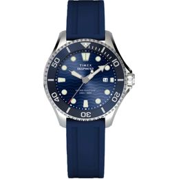 Timex Herren Quarzuhr "DEEP WATER MERIDIAN", blau, Armbanduhren, Armbanduhr, Herrenuhr,Kautschukarmband,Datum,bis 20 bar wasserdicht