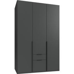 Dreht&uuml;renschrank wimex, B:135cm H:208cm T:58cm, schwarz, Holzwerkstoff, Schr&auml;nke, "Mugano", wahlweise mit oder ohne Spiegel, mit Schubladen