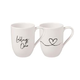 Villeroy & Boch VILLEROY & BOCH Becher "Kaffeebecher Lieblingsoma Statement 280 ml 2er Set weiß", weiß, Trinkgefäße