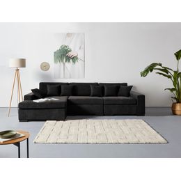 Ottomane Home Affaire, B:310cm H:86cm T:100cm, grau, 100% Polyester, Sofas, "Skara L-Form", Lounge-Sofa mit Federkernpolsterung, in vielen