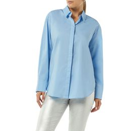comma, COMMA Damen Hemdbluse, blau, Gr. 40, unifarben, Web, Obermaterial: 68% Baumwolle, 28% Polyester, 4% Elasthan, Blusen, Oversize, mit Popeline