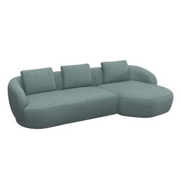 Wohnlandschaft FLEXLUX, B:276cm H:85cm T:146cm, blau, Sofas, "Torino, rund, L-Form, Sofa-Ecke mit Recamiere, Longchair-Sofa", Modernes, organisches