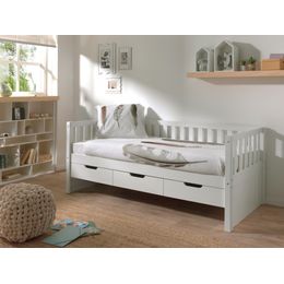 Einzelbett Vipack, B:97,8cm H:85,5cm L:211,2cm, wei&szlig;, Betten, "mit Schubladen, Kiefer massiv, viel Stauraum und zeitloses Design", inkl.