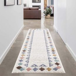 Hochflor-Teppich Carpet City, B:80cm H:20mm L:300cm, bunt, Polypropylen, Teppiche, "Focus 3034", Läufer, Boho, Hochtief-Muster/ 3D-Effekt, für