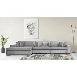 Ottomane Home Affaire, B:310cm H:86cm T:100cm, grau, 100% Polyester, Sofas, "Skara L-Form", Lounge-Sofa mit Federkernpolsterung, in vielen