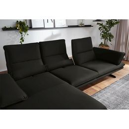 Ecksofa W.Schillig, B:291cm H:94cm T:164cm, schwarz, Longlife Xtra-Leder Z59: Glattleder mit modischer Pr&auml;gung. Hautst&auml;rke 0, 9 - 1, 1 mm,