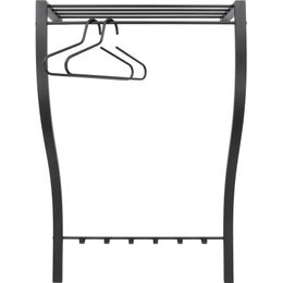 Garderobenleiste SPINDER DESIGN, B:75cm H:113cm T:29cm, schwarz, Metall, Garderobenhalter, "CARVE", Breite 75 cm