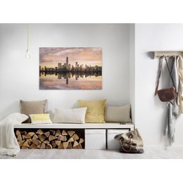 A.S. Cr&eacute;ation Leinwandbild A.S. CR&Eacute;ATION, B:90cm H:60cm, bunt, Holz, Stahl, Wohnzimmer, Bilder, "Skyline NY", Skyline Bild Keilrahmen Gro&szlig;stadt Leinwand-Bild