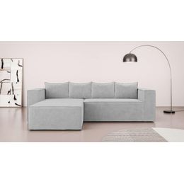 Ecksofa Home Affaire, B:244cm H:76cm T:150cm, grau, 100% Polyester, Wohnzimmer, Sofas, "LINCOLNVILLE mit Bettfunktion und Bettkasten, Maße B/H/T