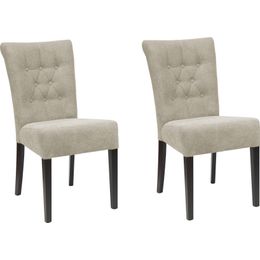 Esszimmerstuhl Home Affaire, B:46cm H:93cm T:64cm, beige, Polyester, St&uuml;hle, "Queen BESTSELLER", Polsterstuhl mit Knopfheftung, 2er, 4er oder 6er Set