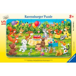 Ravensburger Kinder Rahmenpuzzle "Tierische Geburtstagsfeier", bunt, B:25cm H:14,5cm, Puzzles, Made in Europe