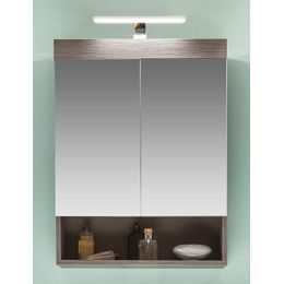 Spiegelschrank Welltime, B:58cm H:18cm T:75cm, silber, Schränke, "Royan", Spiegelschrank mit 2 Türen & 1 Fach - (B/T/H) 58/18/75 cm