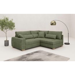 Ecksofa MR. COUCH, B:227cm H:68cm T:190cm, grün, Novaclean Avanti (100% Polyester), Wohnzimmer, Sofas, "Hilla L-Form", Mit Federkern, wahlweise mit