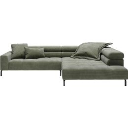 Ecksofa Places of Style, B:311cm H:71cm T:219cm, grün, 88% Polyester, 12% Polyacryl, Wohnzimmer, Sofas, "Claya, L-Form, incl. Kopfteilverstellung,