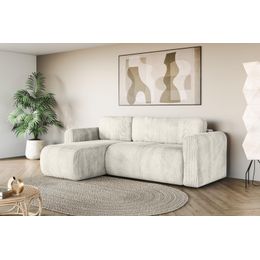Ecksofa OTTO HOME, B:250cm H:86cm T:166cm, weiß, 100% Polyester, Wohnzimmer, Sofas, "Zacharia wahlweise Schlafsofa mit Bettkasten, B/T/H 250/166/86