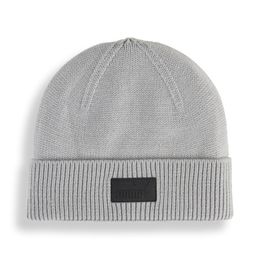 Puma Herren Beanie "Essentials Elevated Rubber Patch Beanie Erwachsene", grau, Obermaterial: 100% Polyester, M&uuml;tzen