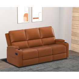 3-Sitzer Home Affaire, B:207cm H:105cm T:94cm, braun, Polyester 40% / Polyurethane 60%, Sofas, "Napori", Kinosofa mit 2 x Relaxfunktion und