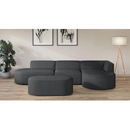 Ecksofa OTTO HOME, B:343cm H:72cm T:159cm, grau, 100% Polyester, Wohnzimmer, Sofas, "EIVIND Designer Sofa mit Ottomane rechts/links, B/T/H:
