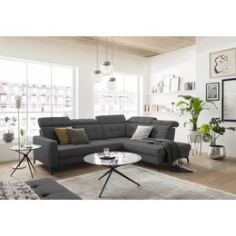 Ecksofa Musterring, B:272cm H:84cm T:214cm, grau, 100% Polyester, Wohnzimmer, Sofas, "MR 4615", mit Kopf- und R&uuml;ckenverstellung, Metallfu&szlig; schwarz,