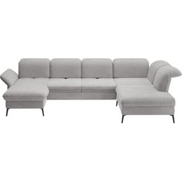 Sit & More Wohnlandschaft SIT & MORE, B:359cm H:92cm T:231cm, grau, 100% Polyester, Sofas, "Emely, inkl. Sitztiefenverstellung", wahlweise mit