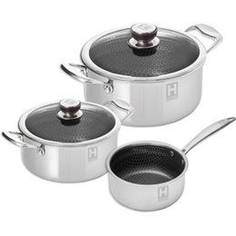 HENSSLERS Topf-Set, silber, T&ouml;pfe, Mehrschichtmaterial f&uuml;r hohe Best&auml;ndigkeit und Kratzfestigkeit