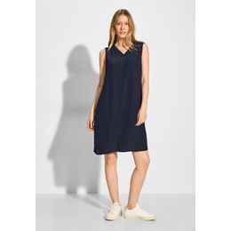 Cecil Damen Sommerkleid, blau, Gr. XS, unifarben, Stoff, 100% Viskose, Kleider, in Crepe Optik