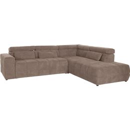 Ecksofa DOMO collection, B:275cm H:80cm T:228cm, braun, Wohnzimmer, Sofas, "Brandon L-Form, auch in Leder", inklusive Kopfteilverstellung, wahlweise