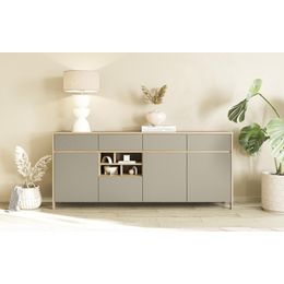 Sideboard Home Affaire "Stranda, moderner Schrank, Kommode im Scandi-Style, 198 cm breit", eukalyptus skandi, B:193cm H:85cm T:39cm, FSC-zertifizierter Holzwerkstoff, Sideboards, Sideboard, elegante Rahmenoptik, ausreichend Stauraum, vielseitig einsetzbar