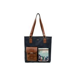 DOGO Damen Umhängetasche "Multi Pocket Bag Shopper-Tasche Buildings Damen Schultertasche", blau, Lacklederimitat, Taschen, Handgefertigt