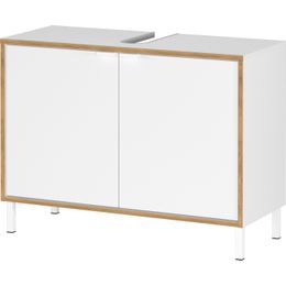 Waschbeckenunterschrank Germania, B:80cm H:60cm T:34cm, wei&szlig;, Holzwerkstoff, MDF, Badezimmer, Schr&auml;nke, "GW-Topeka", mit Siphonausschnitt