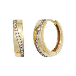 Jobo Damen Paar Creolen, 15,4mm, Gelbgold 333, gold, Gelbgold 333, Ohrringe, rund 333 Gold bicolor mit 30 Zirkonia