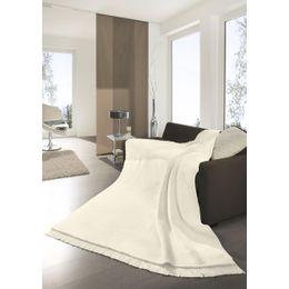 Wohndecke Biederlack, B:150cm L:200cm, beige, Baumwolle, Polyacryl, Polyester, Wohndecken, "Unicolour Franse", in vielen Farben, Kuscheldecke