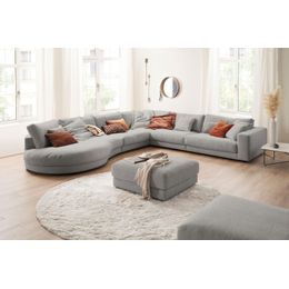 Ecksofa 3C CANDY, B:395cm H:86cm T:225cm, grau, 100% Polyester, Wohnzimmer, Sofas, "Enisa II, bequem und komfortabel, Mega Familiensofa, L-Form",