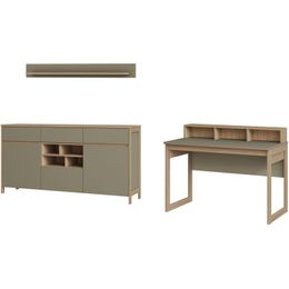 B&uuml;rom&ouml;bel-Set Home Affaire, gr&uuml;n, Holzwerkstoff, Arbeitsm&ouml;bel-Sets, "Stranda im Scandi-Style, Home Office, B&uuml;ro in zwei Farben verf&uuml;gbar", enth&auml;lt