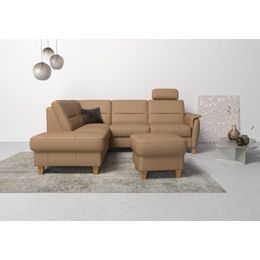 Ecksofa Home Affaire, B:236cm H:89cm T:212cm, braun, Luxus-Microfaser (100% Polyester);Struktur (100% Polyester);Luxus-Microfaser in Lederoptik (100%