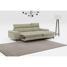 Ecksofa COTTA, B:267cm H:97cm T:165cm, gr&uuml;n, Wohnzimmer, Sofas, "Emma L-Form", mit Kopfteilverstellung, wahlweise mit Bettfunktion & Bettkasten