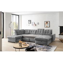 Wohnlandschaft, B:340cm H:92cm T:248cm, grau, exxpo - SOFA FASHION, Sofas, "Durango, aufwendige Sitz- und Rückenverarbeitung, bequem, U-Form", inkl.