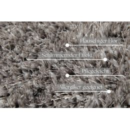 Hochflor-Teppich OTTO HOME, B:200cm H:30mm L:200cm, grau, Polypropylen, Teppiche, "Nickolas", Langflor, Shaggy, weicher Hochflor, uni farben, mit