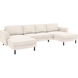 Wohnlandschaft Home Affaire, B:305cm H:83cm T:161cmcannoli cream, 88% Polyester, 12% Nylon, Sofas, "Booster II, whlw. mit Schlaffunktion &