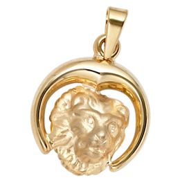 Jobo Damen Sternzeichenanh&auml;nger "Anh&auml;nger Sternzeichen", L&ouml;we, Gelbgold 375gelbgold 375, Gelbgold 375, Schmuckanh&auml;nger, 375 Gold rund 14 mm