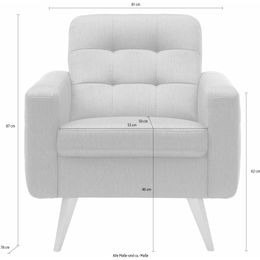 Sessel, B:81cm H:87cm T:78cm, grau, exxpo - SOFA FASHION, Struktur ( 100% Polyester), Wohnzimmer, Sessel, "Nappa, Loungesessel mit aktueller