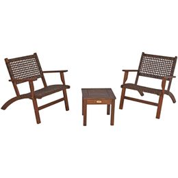 Balkonset Garden Pleasure, braun, Kunststoff, Massivholz, Sitzmöbel-Sets, "Sonora", Teak-Look