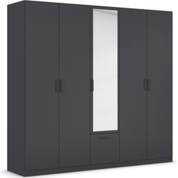 Dreht&uuml;renschrank Rauch, B:225cm H:210cm T:54cm, grau, Holzwerkstoff, Schr&auml;nke, "Kleiderschrank Schrank Garderobe W&auml;scheschrank BARI mit Spiegel", mit